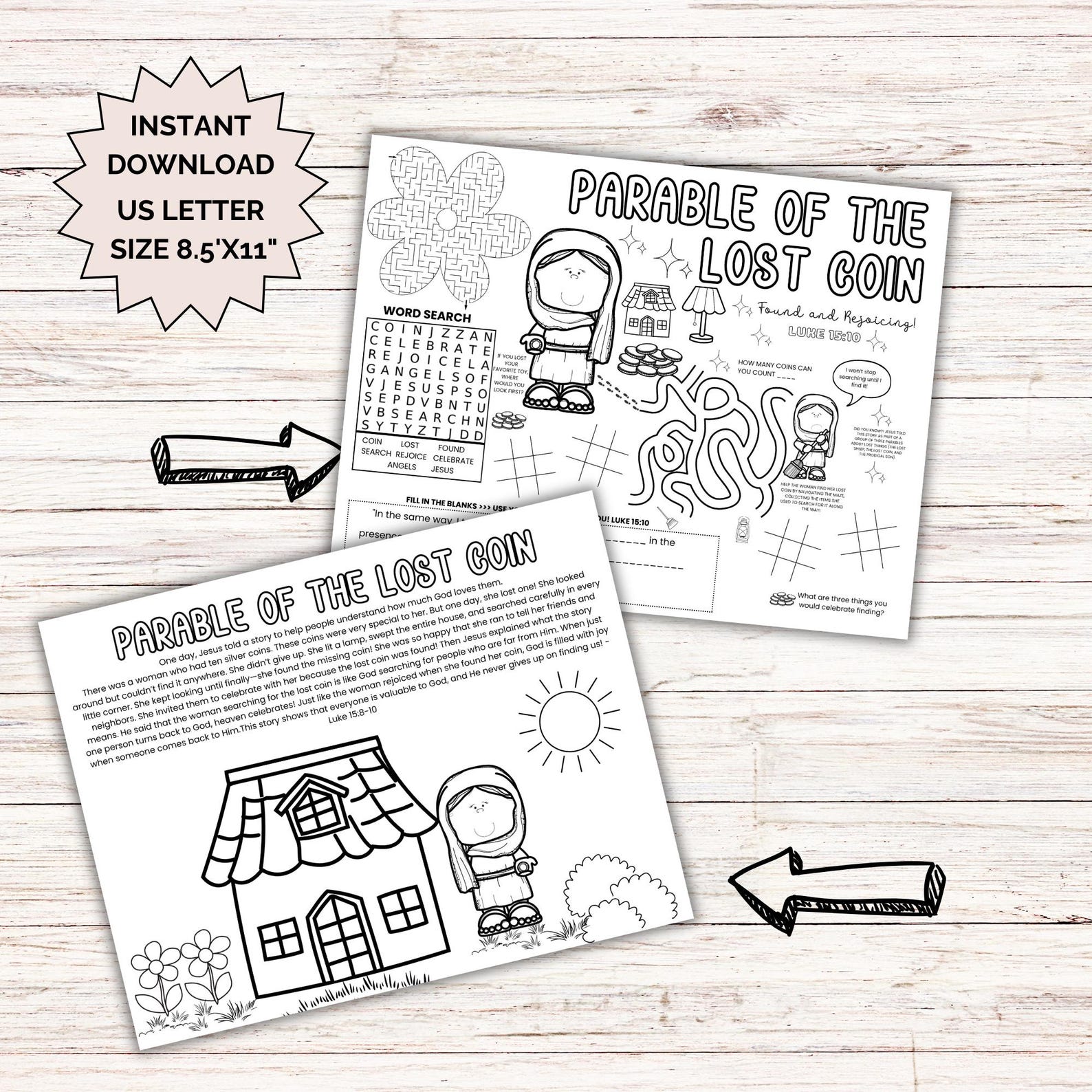 Parable of the Lost Coin Activity Placemat, the Parables of Jesus ...