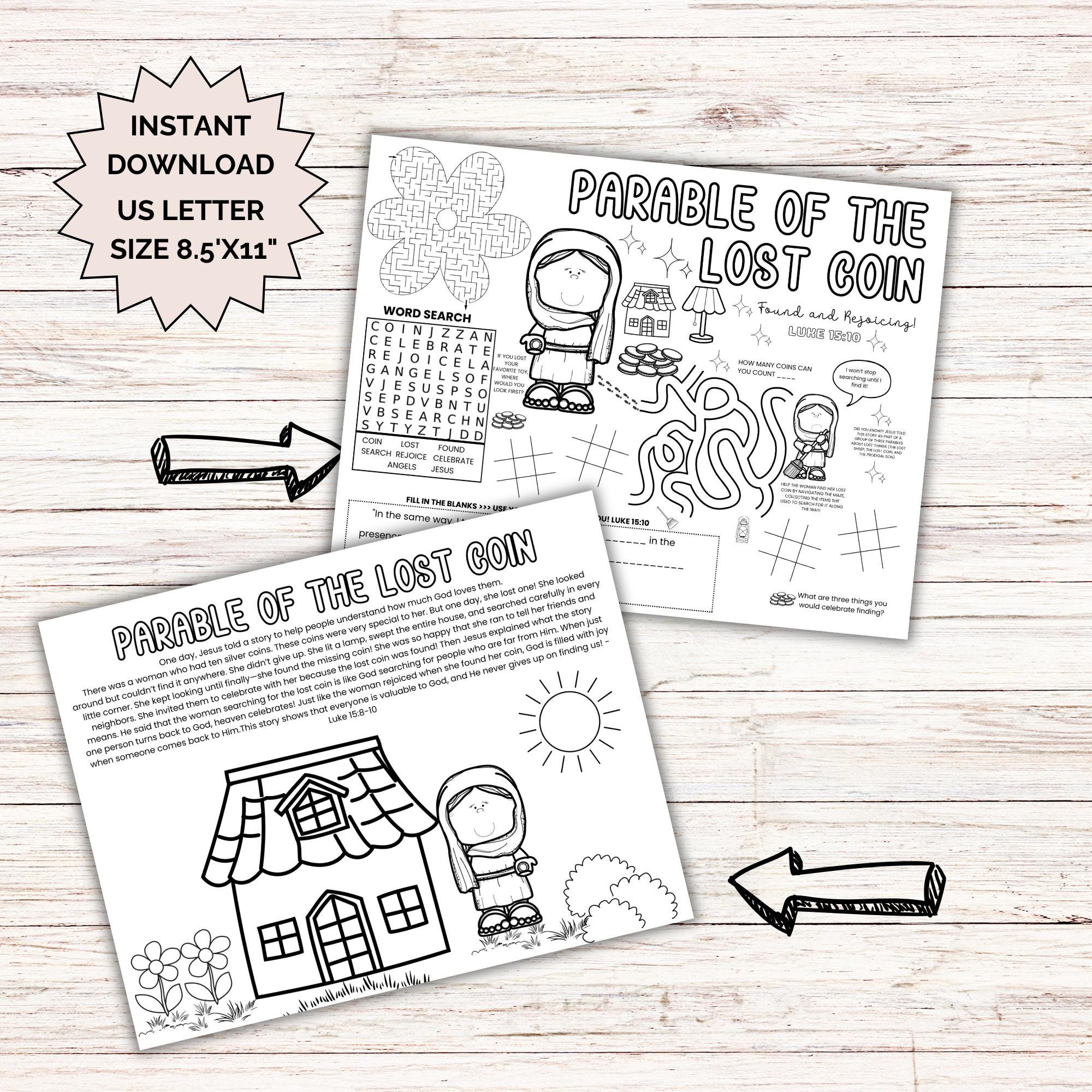 Parable of the Lost Coin Activity Placemat, the Parables of Jesus ...