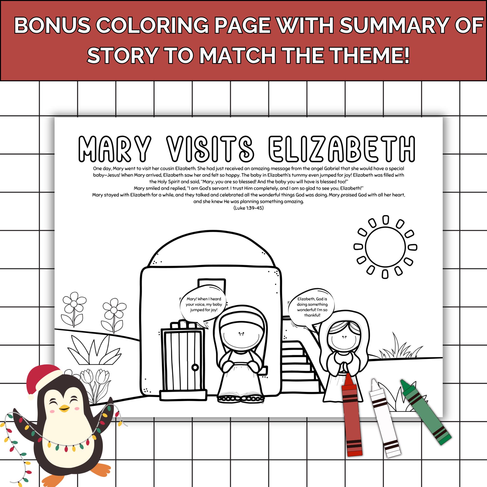 Mary Visits Elizabeth Activity Sheet, Bible Activity Placemat for ...