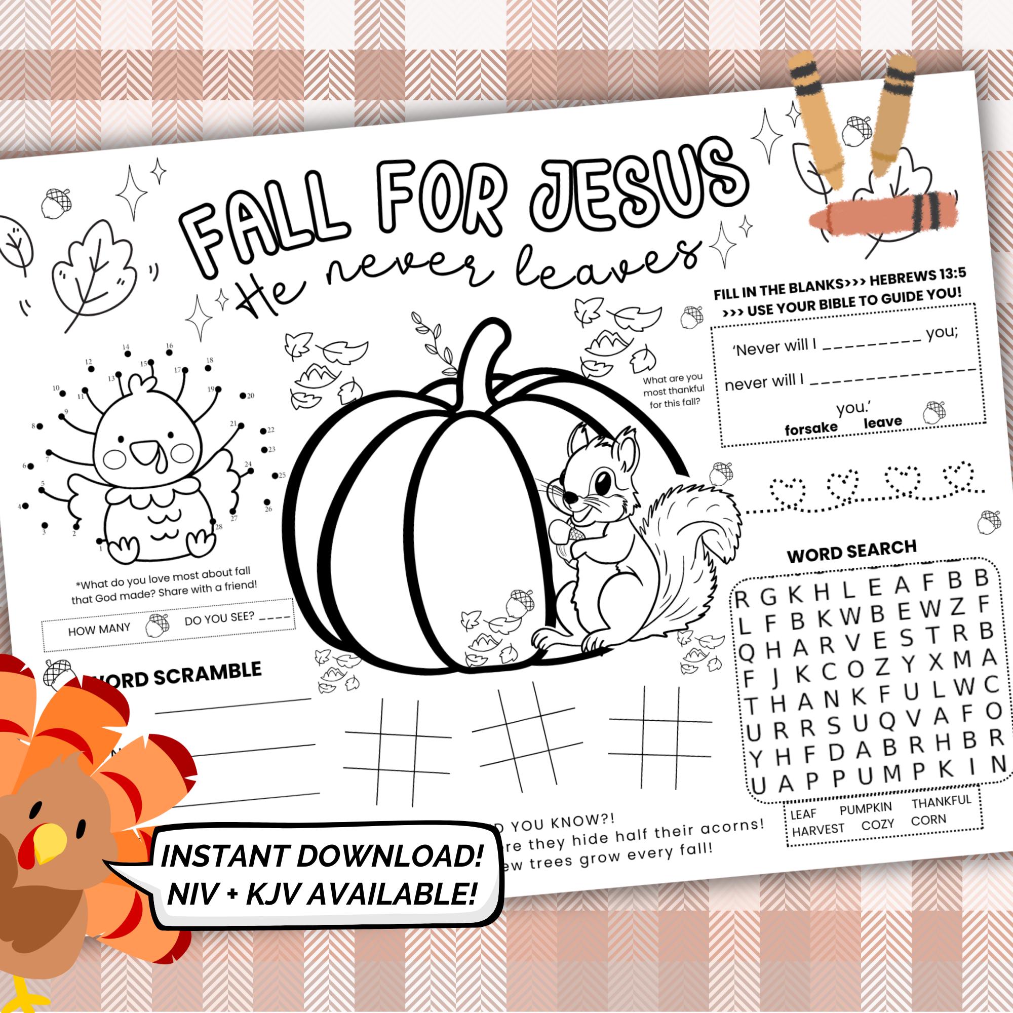 Thanksgiving Activity Placemat, Pumpkin Page for Kids, Give Thanks ...