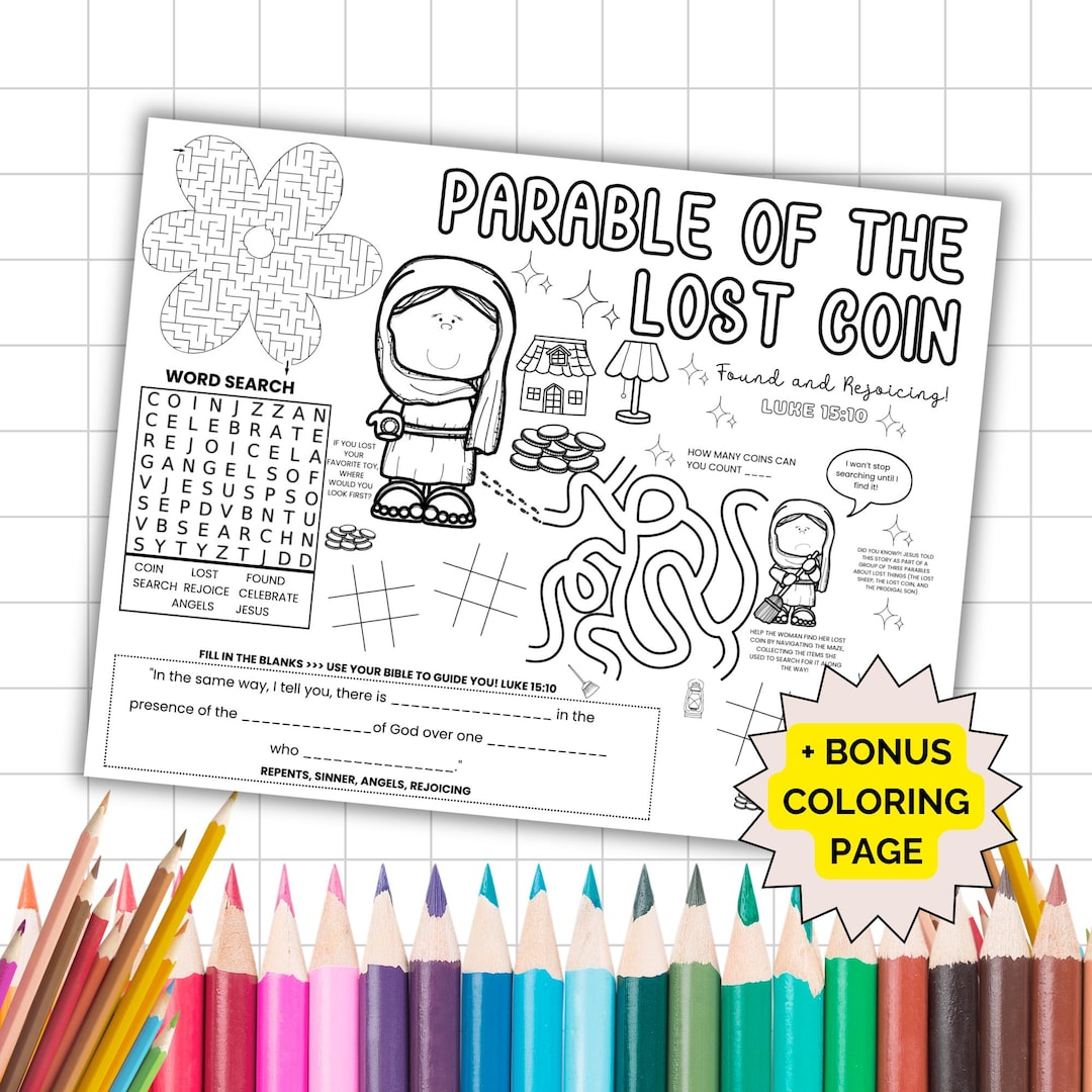 Parable of the Lost Coin Activity Placemat, the Parables of Jesus ...