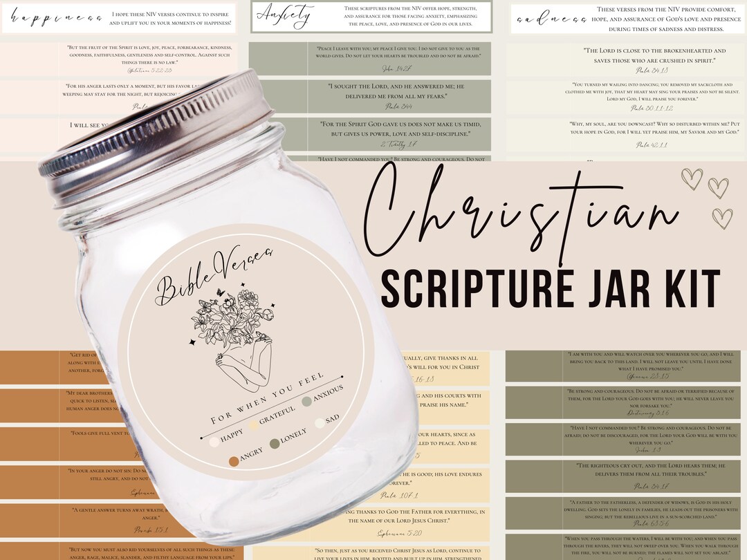 Printable Scripture Jar Kit, Bible Verses for Feelings and Emotions ...