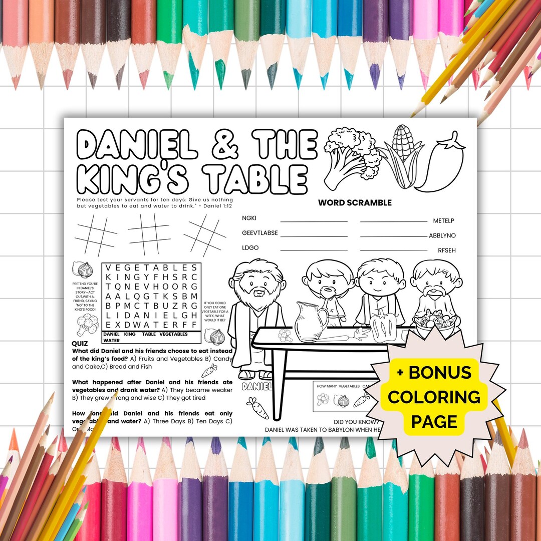 Daniel and the King's Table Activity Placemat, Old Testament Sunday ...