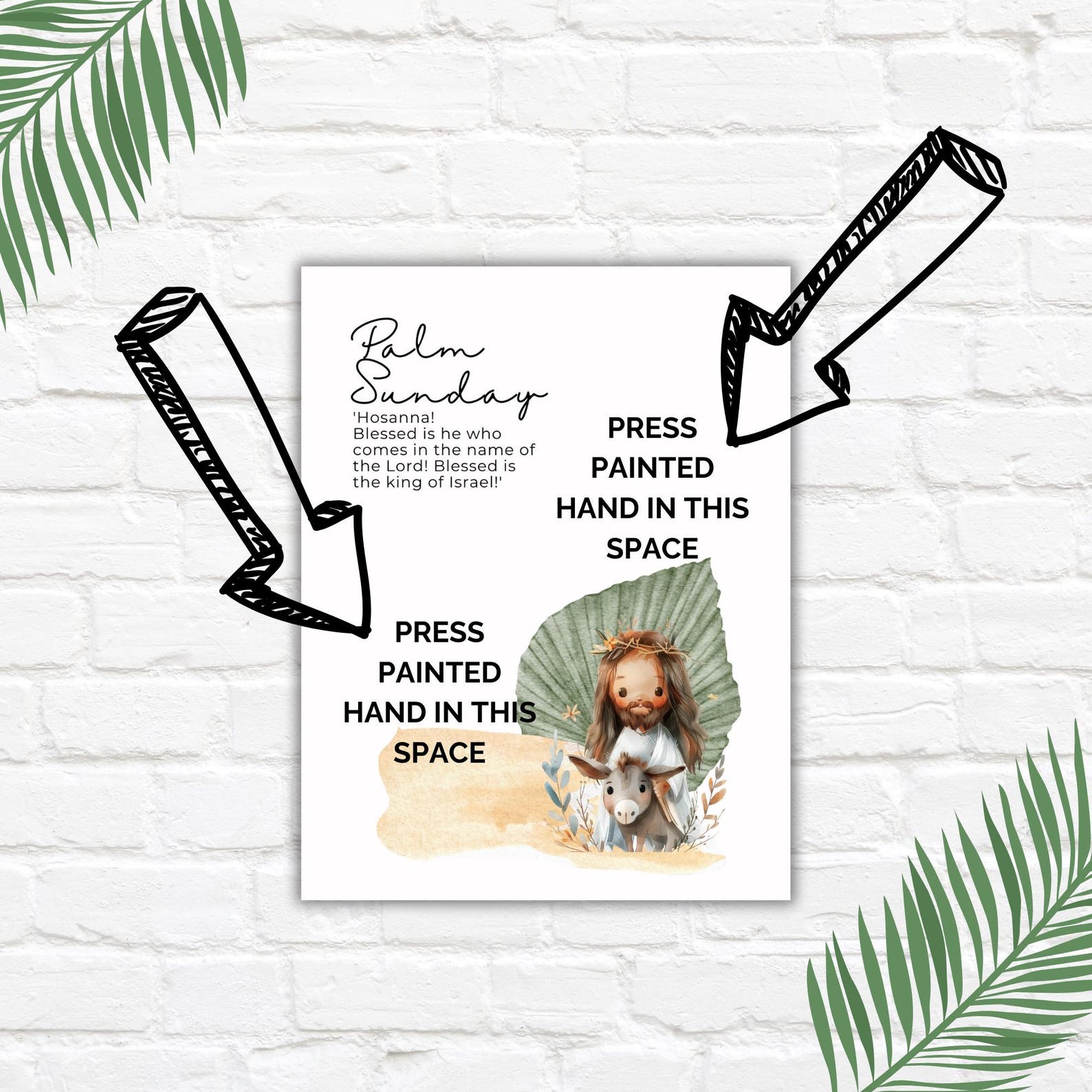 Palm Sunday Handprint Art Craft, Printable Palm Sunday Lent Craft ...