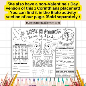 1 Corinthians 13 Placemat Valentines Day Activity, Sunday School ...