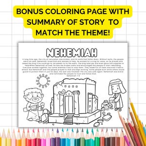 Nehemiah Activity Placemat, Bible Story Coloring Activity, Sunday ...