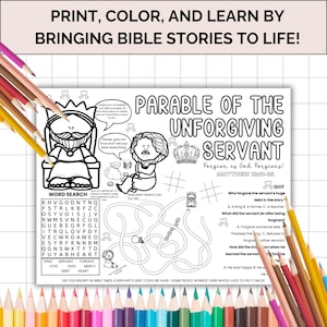 Parable of the Unforgiving Servant Activity Placemat, the Parables of ...