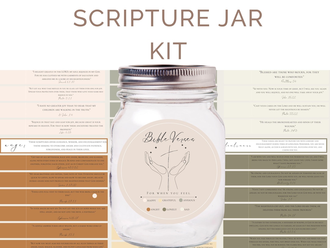 Printable Scripture Jar Kit, Daily Encouragement Cards, Prayer Jar ...