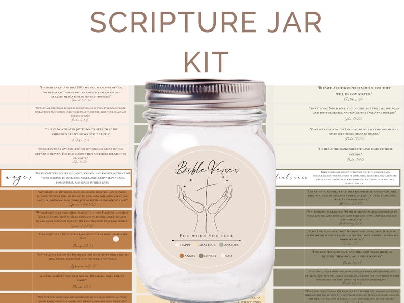 Printable Scripture Jar Kit, Daily Encouragement Cards, Prayer Jar ...