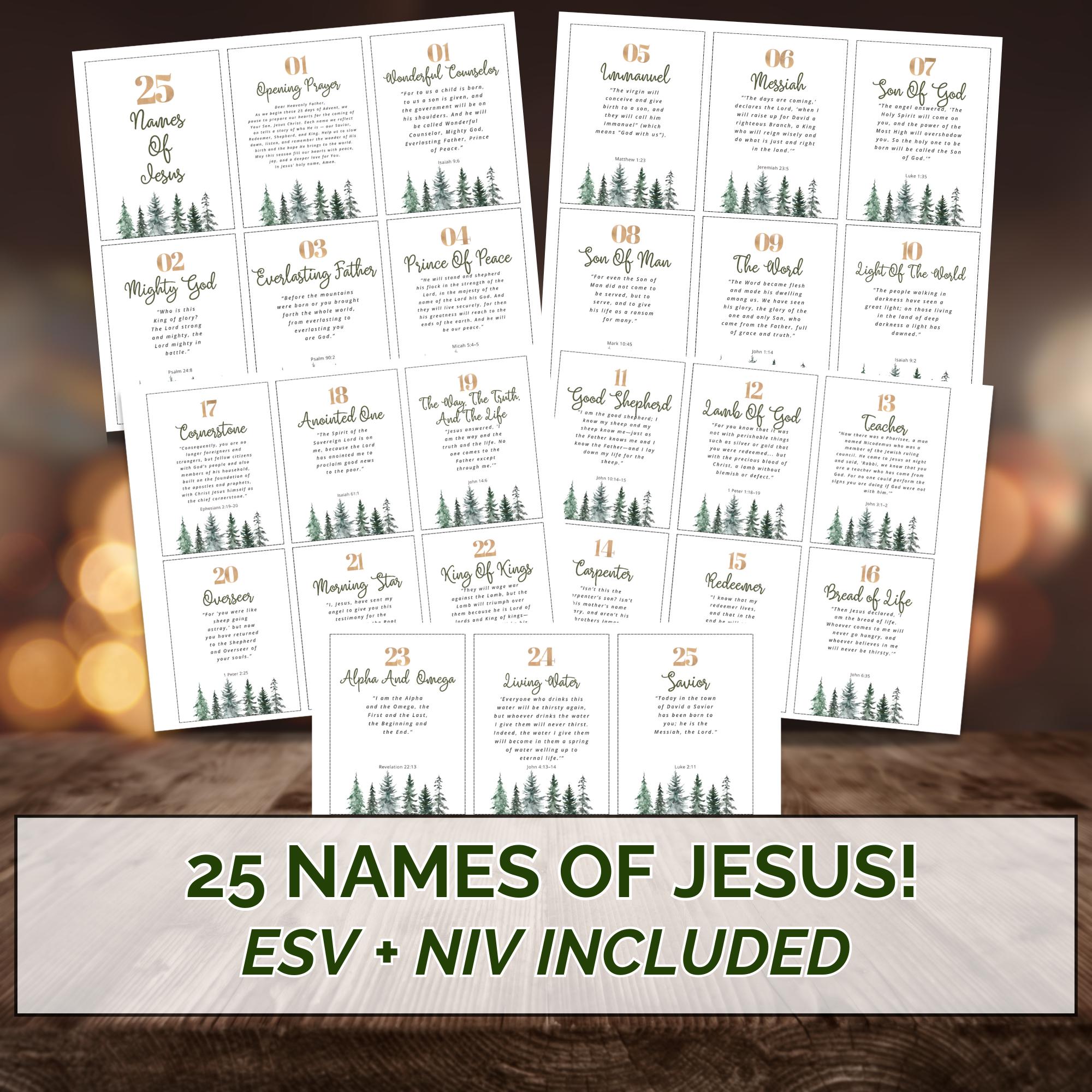 Names of Jesus Christ Advent Cards, Christian Advent Calendar ...