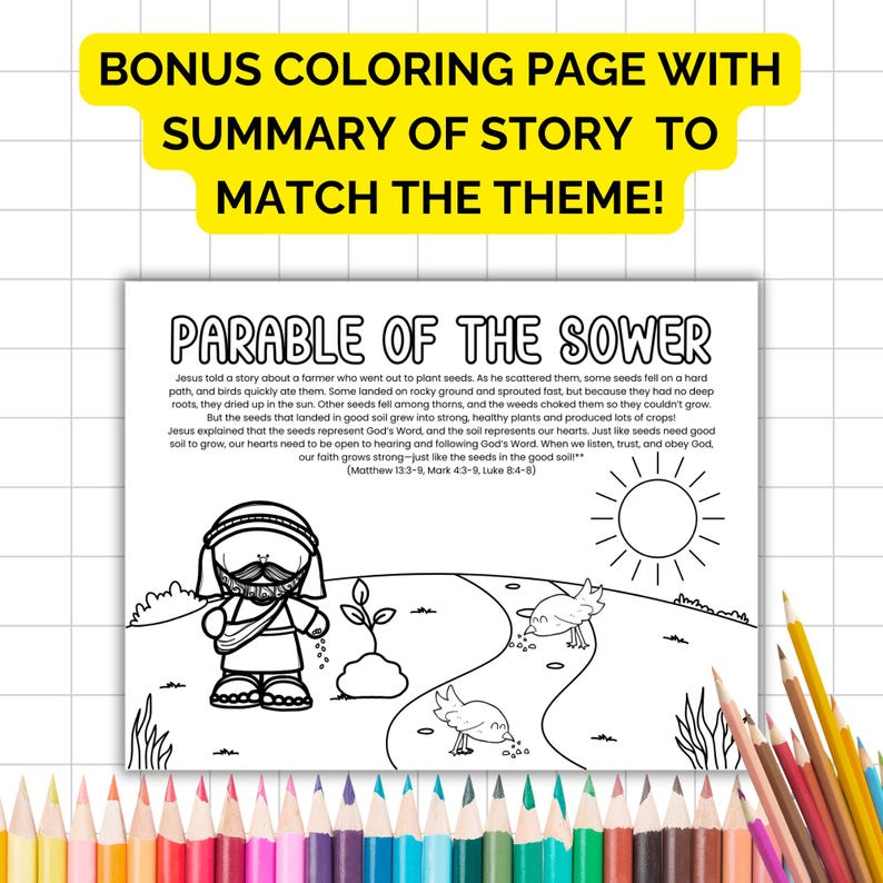 Parable of the Sower Activity Placemat, the Parables of Jesus Coloring ...