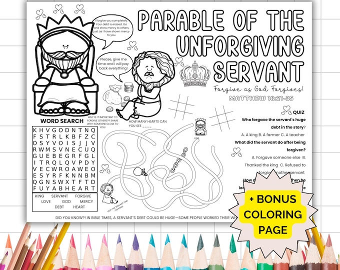 Parable of Unforgiving Servant, Bible Story Crafts, Parables of Jesus ...