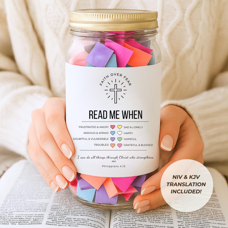 KJV Bible Verse Jar, DIY Scripture Jar Kit, NIV Bible Verses Jar for ...