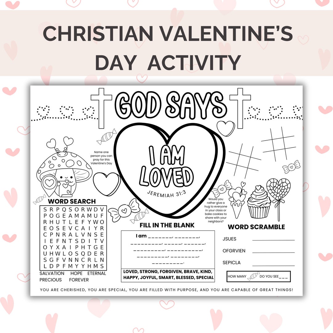 Christian Valentine's Day Activity Sheet Printable, Bible Affirmation ...