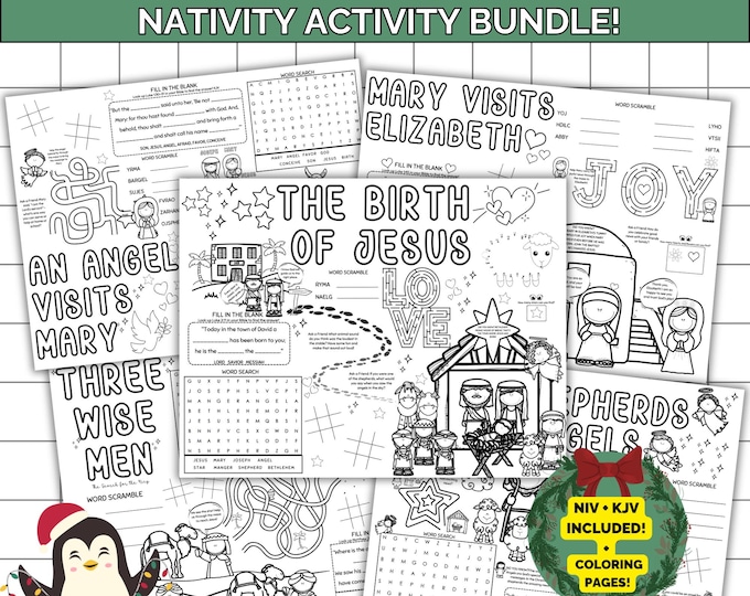 Christmas Advent Bible Lesson, Nativity Story Printable, Birth of Jesus ...