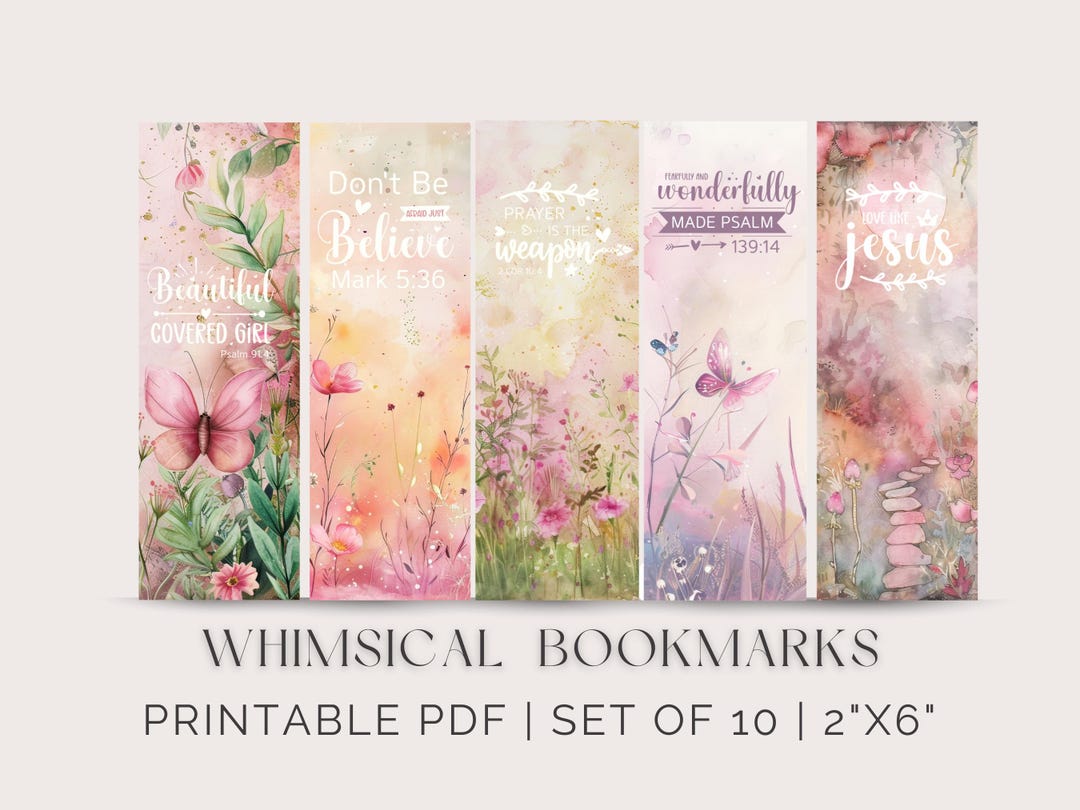Whimsical Christian Bookmark Set, Printable Christian Bookmarks ...