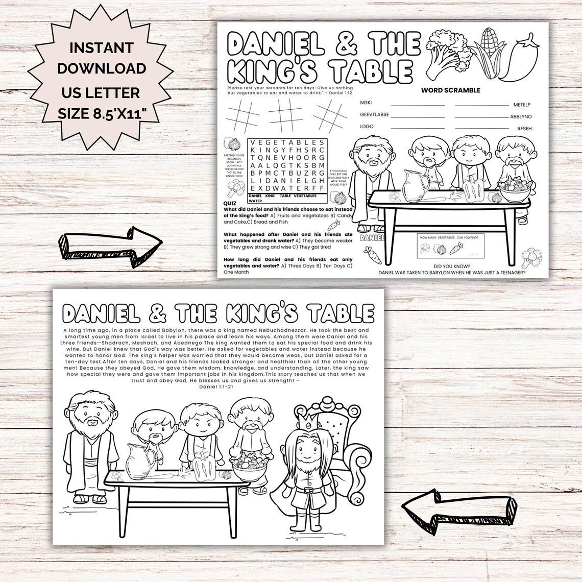 Daniel and the King's Table Activity Placemat, Old Testament Sunday ...