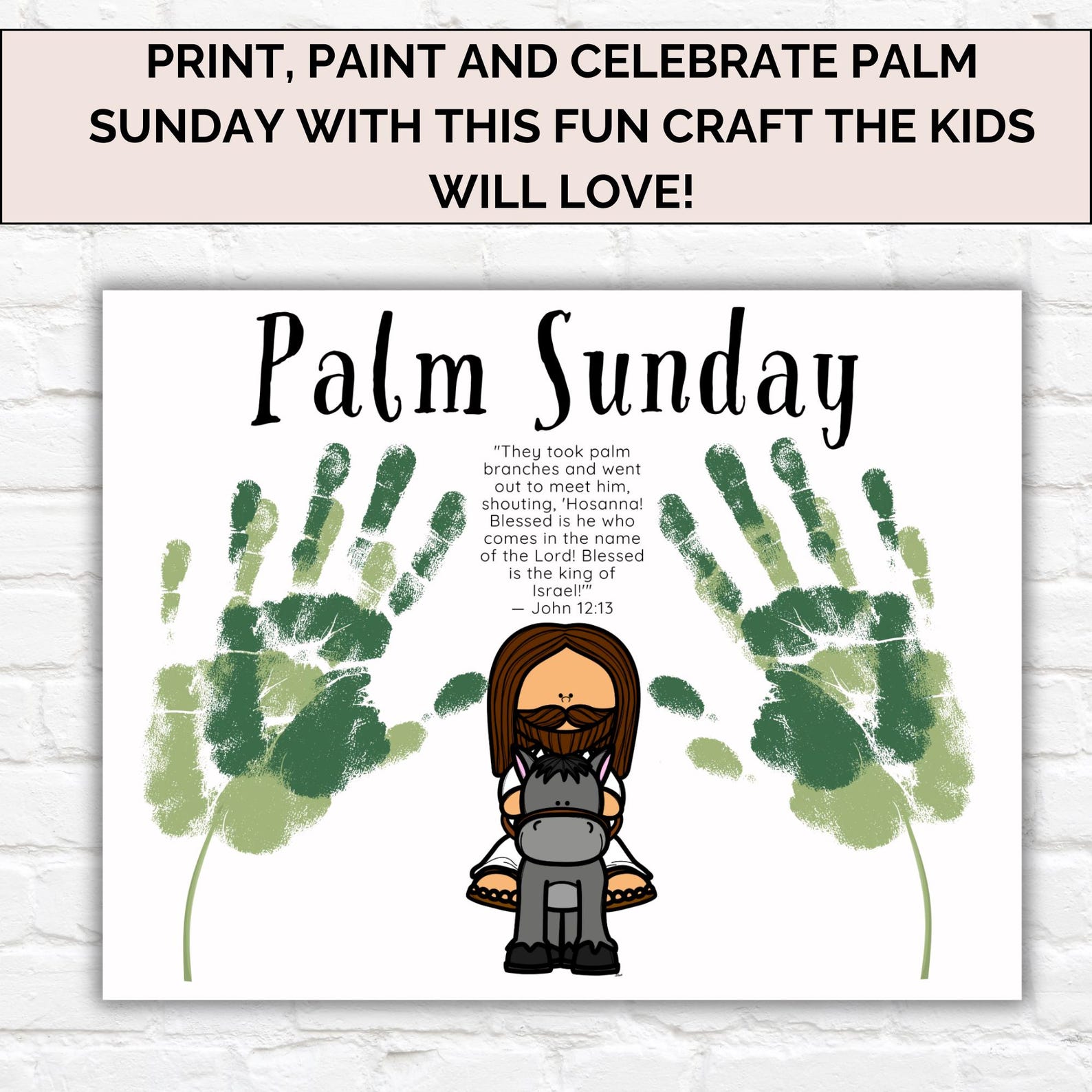 Palm Sunday Handprint Art Craft, Printable Palm Sunday Lent Craft ...