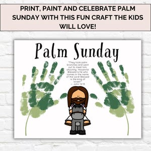 Palm Sunday Handprint Art Craft, Printable Palm Sunday Lent Craft ...