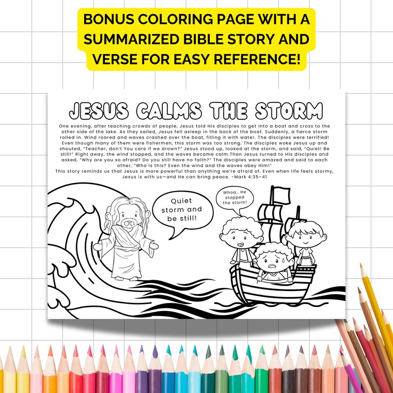 Jesus Calms the Storm Activity Placemat, Sunday School Coloring Page ...