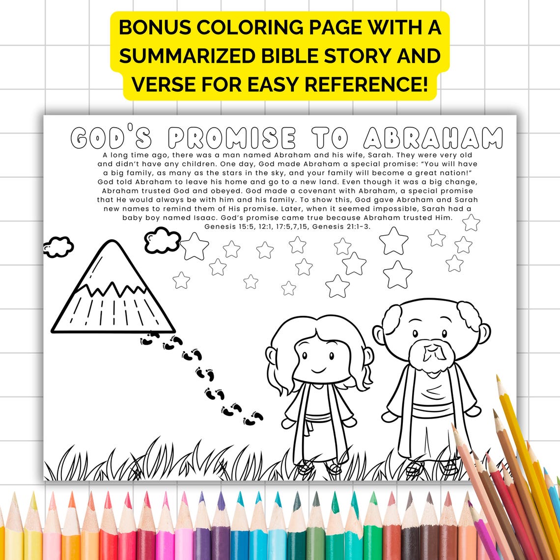 Abraham Printable Placemat Activity, Old Testament Coloring Page, Bible ...