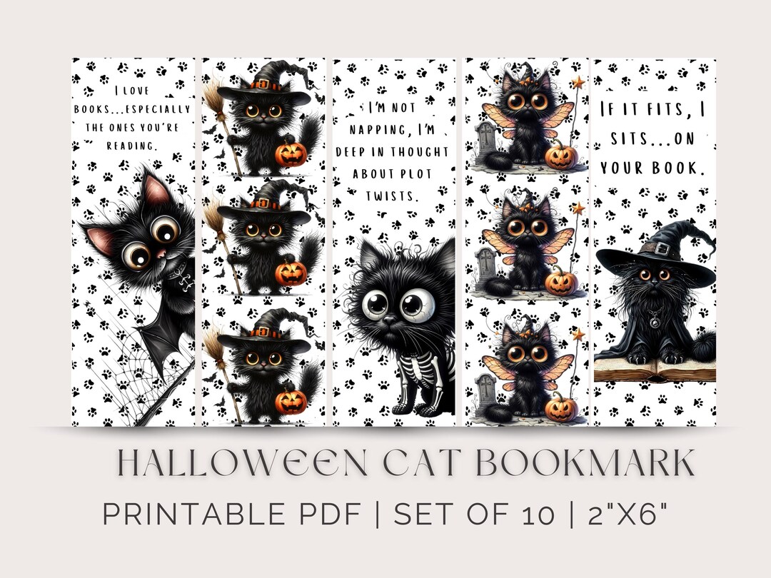 Printable Halloween Bookmarks, Funny Bookmarks, Cute Bookmarks for ...