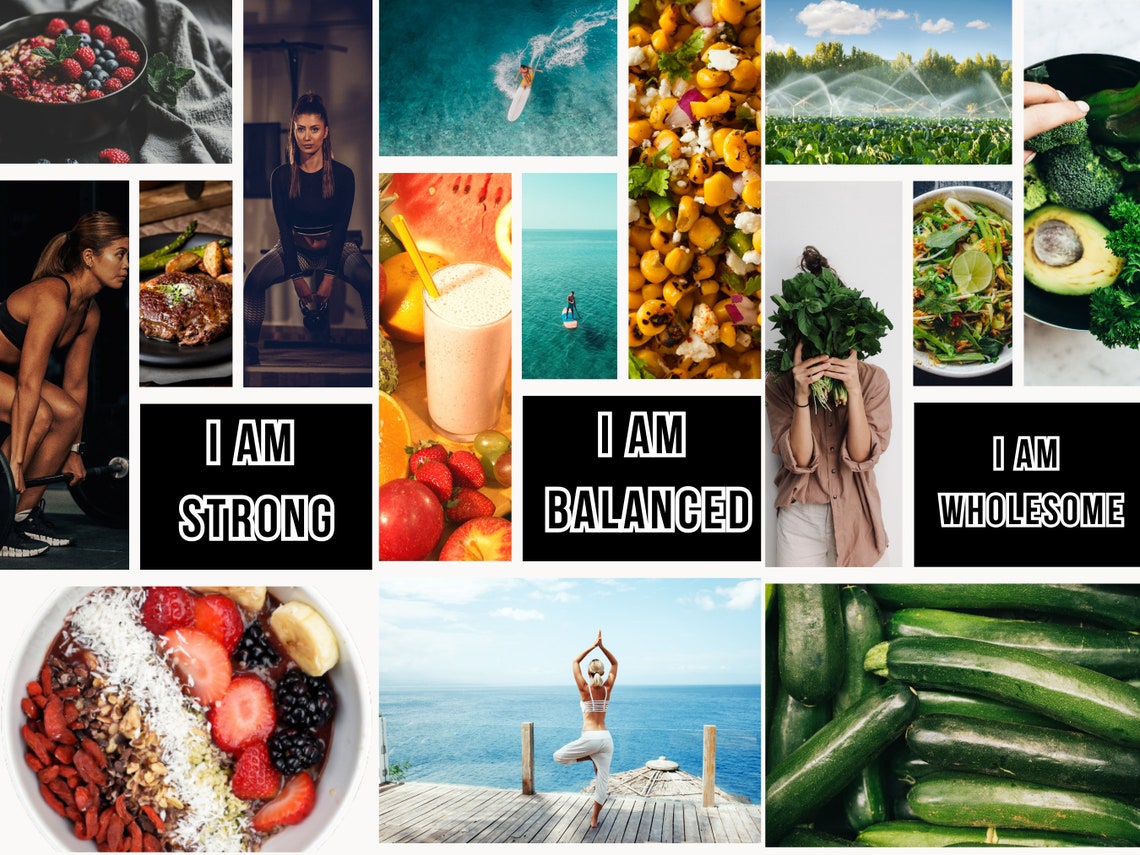 Printable Health & Fitness Vision Board, Mood Board for Women, Vision ...