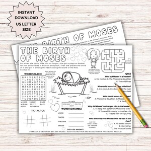 The Birth of Moses Printable Placemat Activity, Old Testament Sunday ...