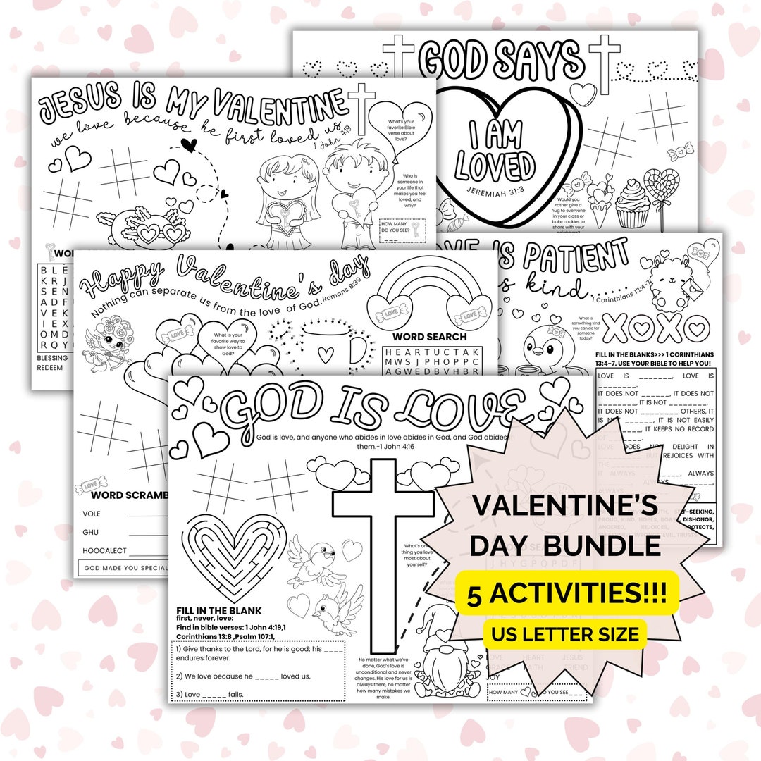 Printable Christian Valentines Day Placemat Activity Bundle,valentines ...
