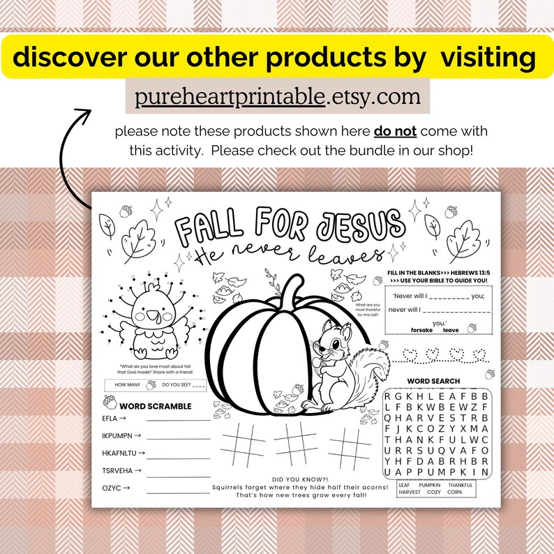 Pumpkin Prayer Printable Activity Placemat, Christian Harvest Coloring ...