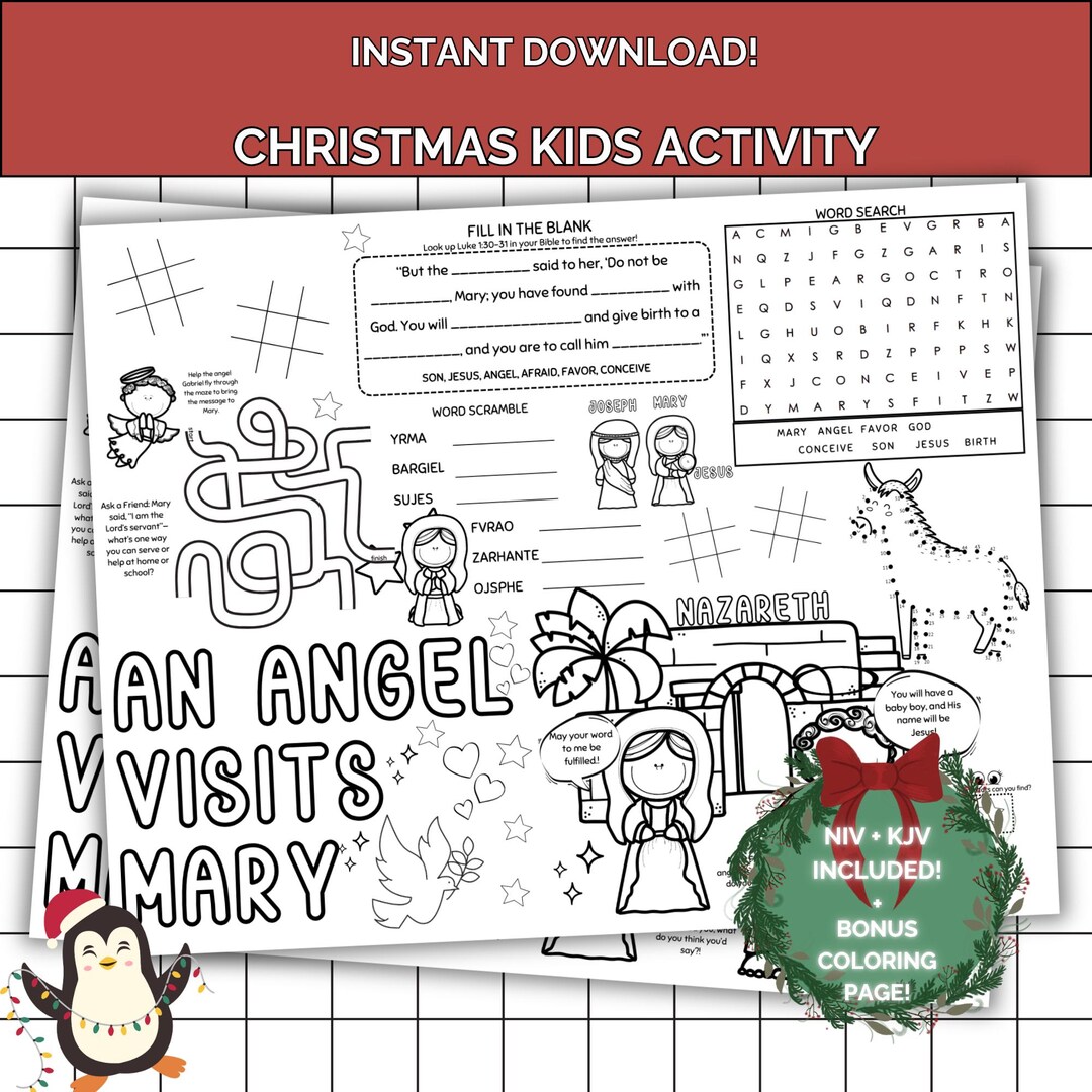 An Angel Visits Mary Activity Sheet, Children's Church Activity, Bible ...