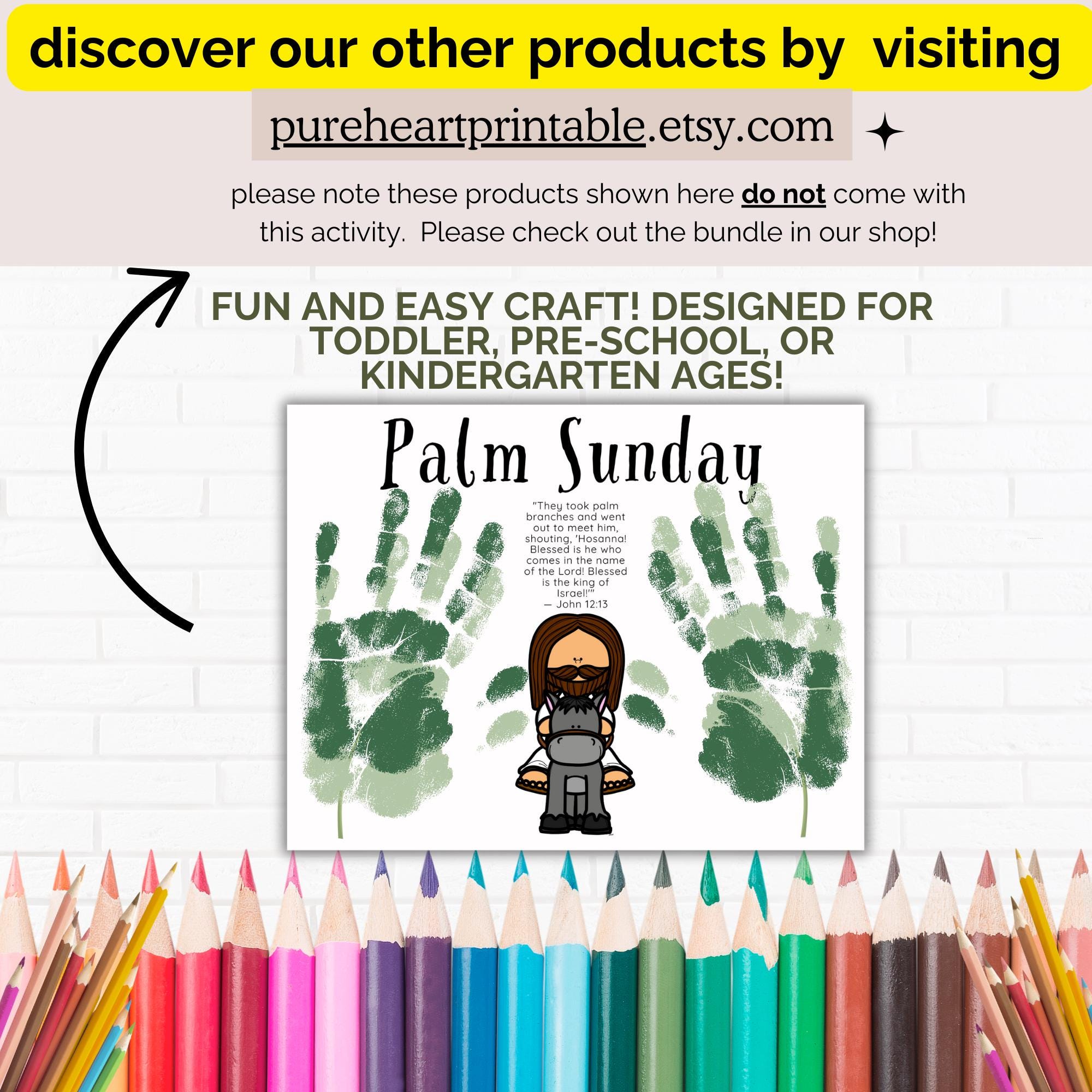 Palm Sunday Handprint Art Craft, Printable Palm Sunday Lent Craft ...