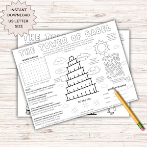 The Tower of Babel Printable Placemat Activity, Old Testament Sunday ...