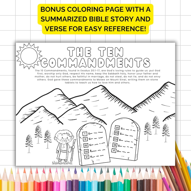 The 10 Commandments Activity Placemat Sheet, Old Testament Sunday ...