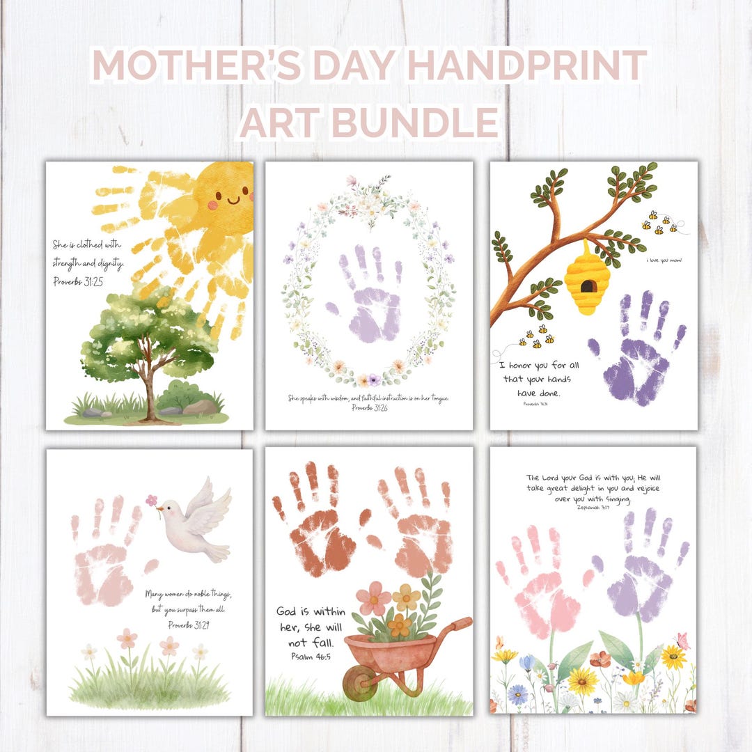 Mothers Day Bible Craft, Printable Mom Handprint Art, Christian Sunday ...