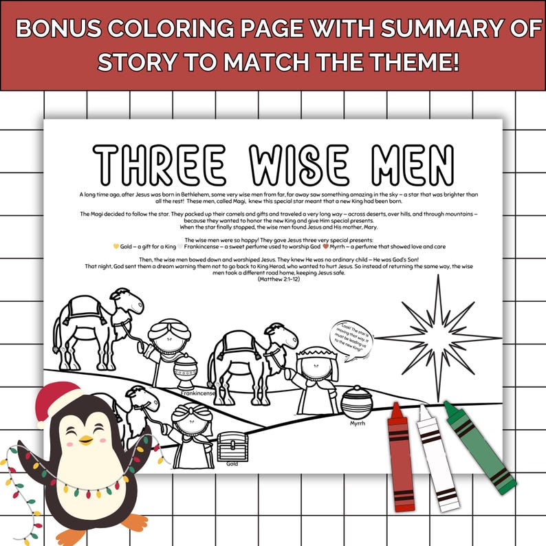 Three Wise Men Activity Sheet, Bible Activity Placemat for Sunday ...