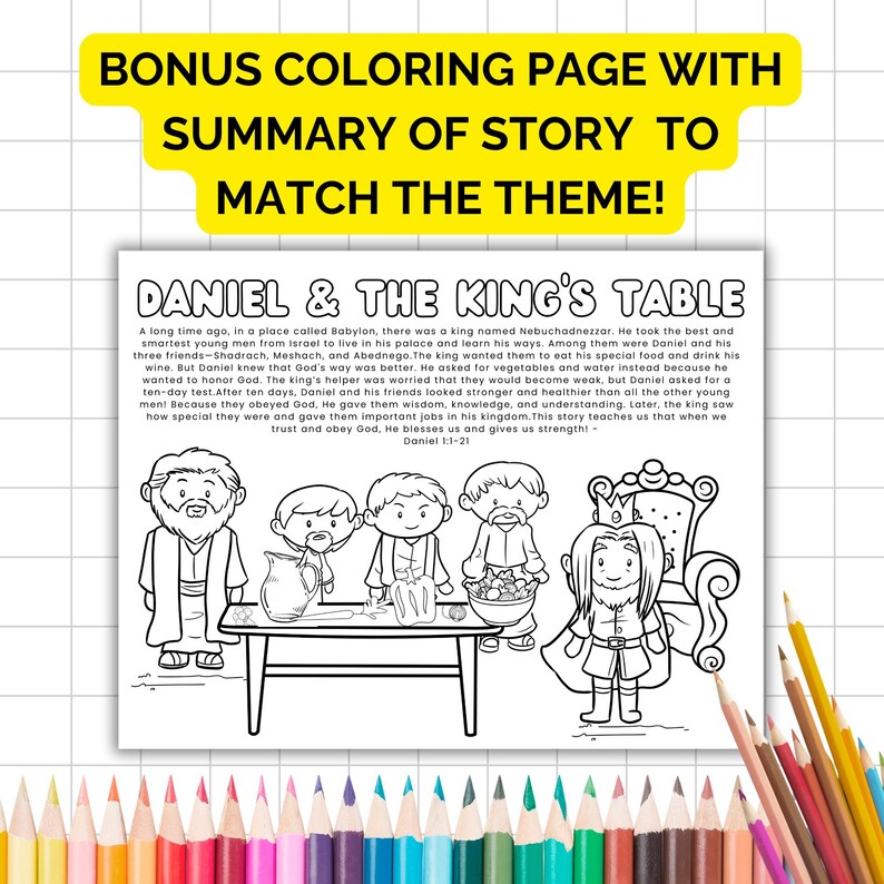 Daniel and the King's Table Activity Placemat, Old Testament Sunday ...