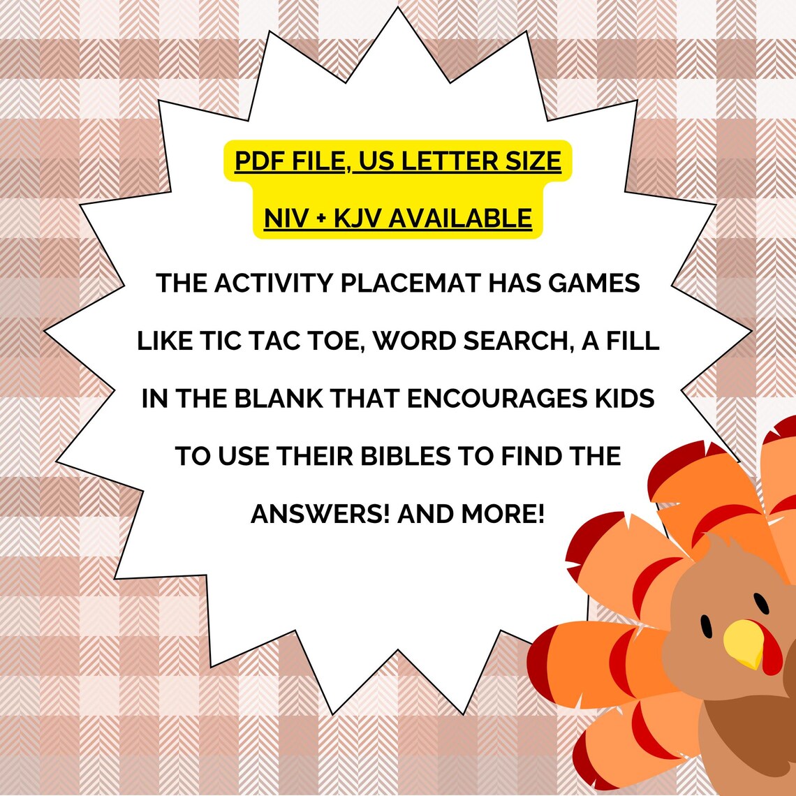 Thanksgiving Activity Placemat, Pumpkin Page for Kids, Give Thanks ...