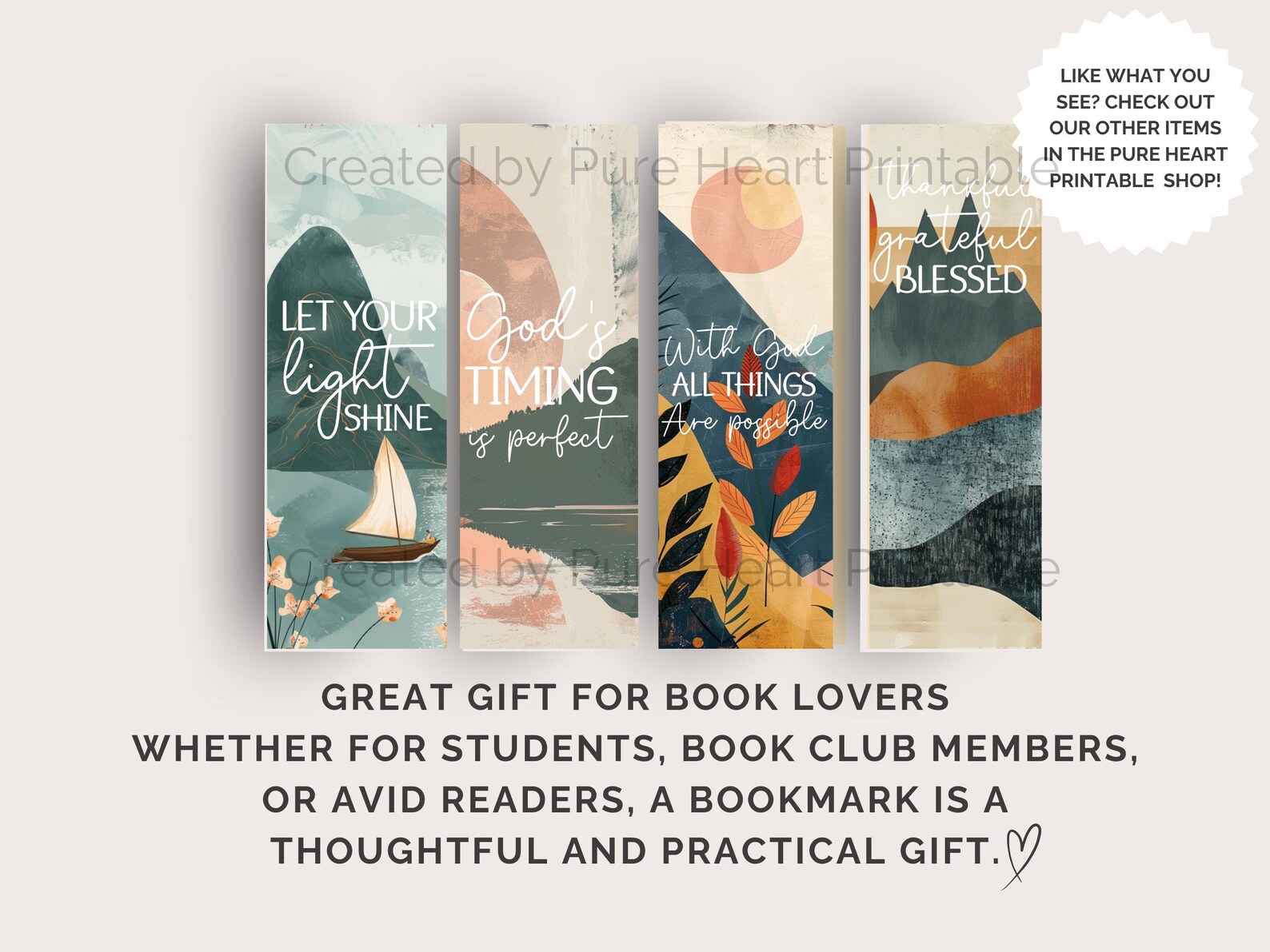 Boho Bookmark Printable, Chrisitan Bookmark Set of 10, Book Lover Gift ...