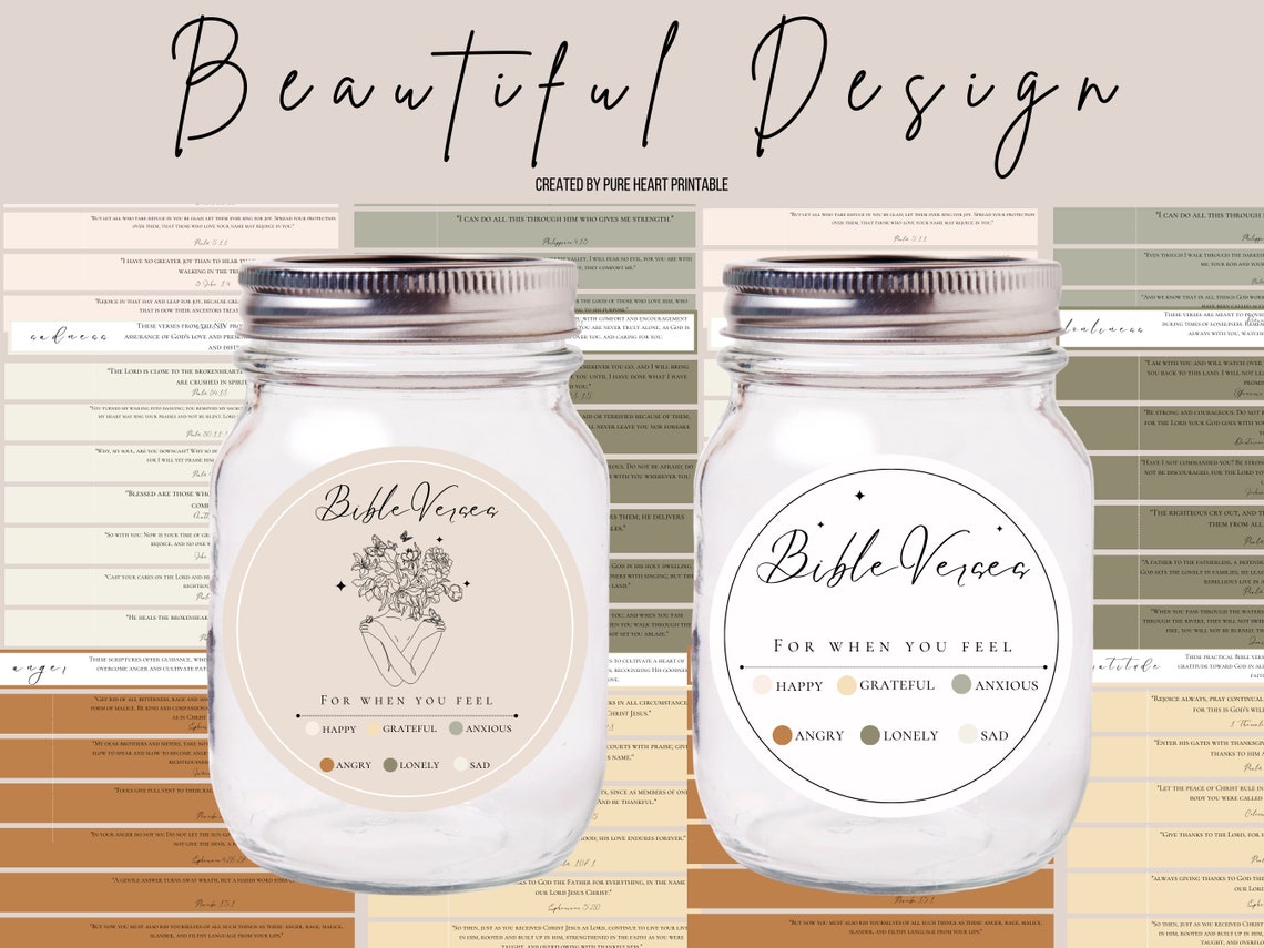 Printable Scripture Jar Kit, Bible Verses for Feelings and Emotions ...