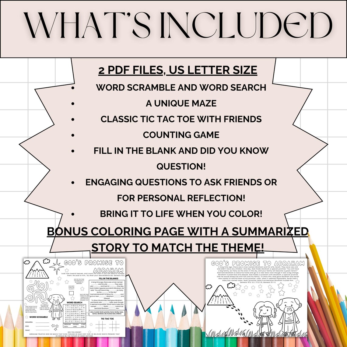 Abraham Printable Placemat Activity, Old Testament Coloring Page, Bible ...