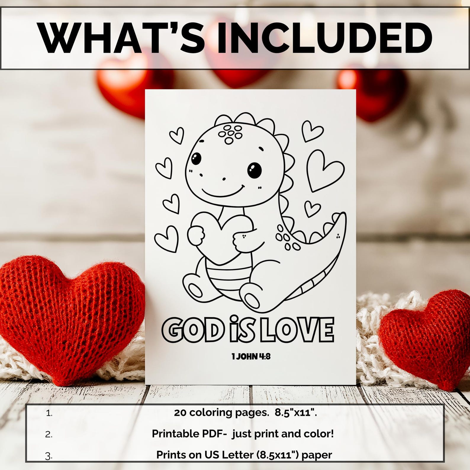 Valentines Bible Coloring Pages for Kids, Sunday School Activity ...