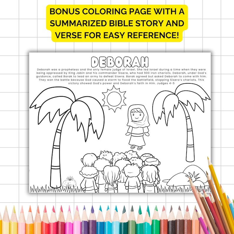 Deborah Activity Placemat, Bible Activity Placemat, Sunday School, Kids ...