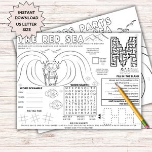 Moses and the Red Sea Placemat, Crossing the Red Sea Activity, Old ...