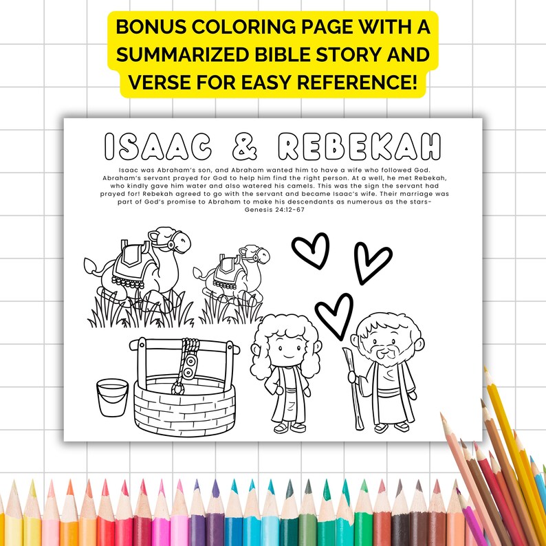 Isaac and Rebekah Printable Placemat, Bible Activity Placemat, Sunday ...