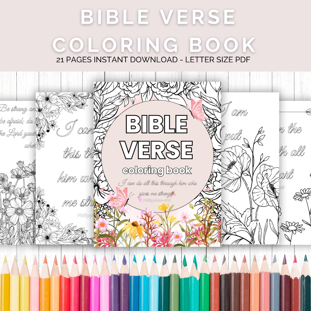 Printable Bible Verse Coloring Book, Bible Coloring Pages, Flower ...