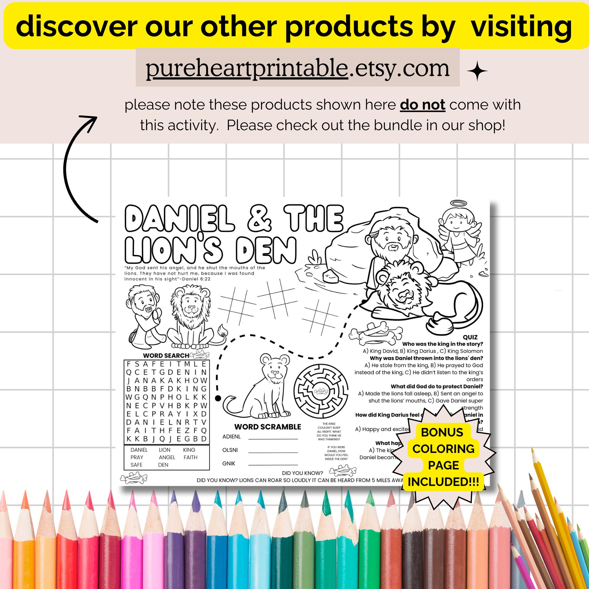 Fiery Furnace Activity Placemat, Story of Shadrach, Meshach Abednego ...