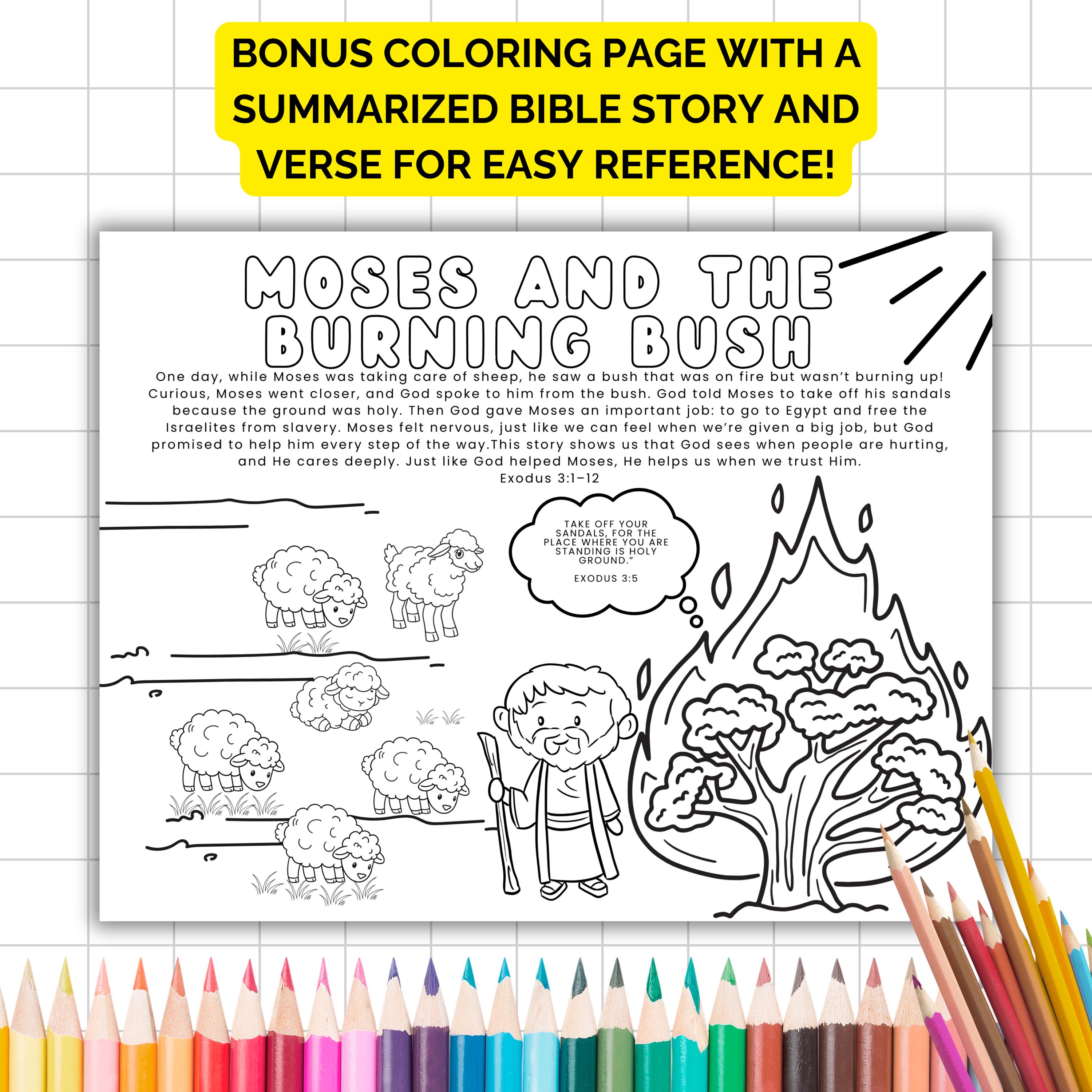 Moses and the Burning Bush Printable Placemat Activity, Old Testament ...