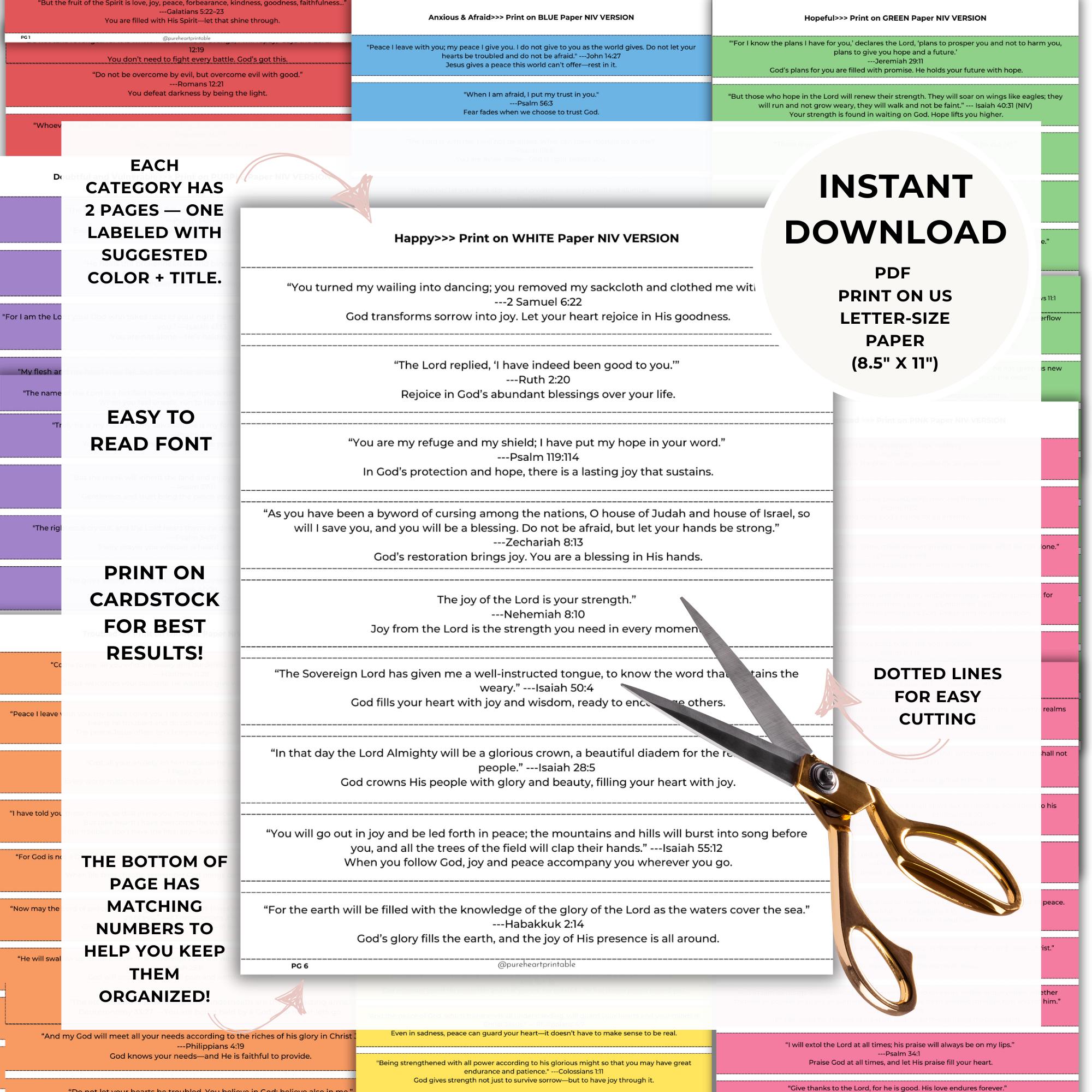 Printable Scripture Jar, Bible Verses Jar for Feelings and Emotions ...