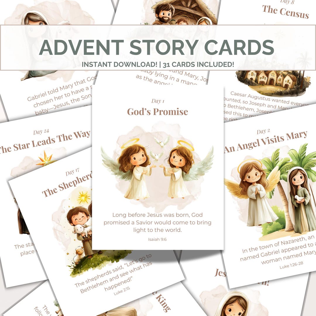Christian Advent Calendar Cards, Christmas Nativity Story Flash Cards ...